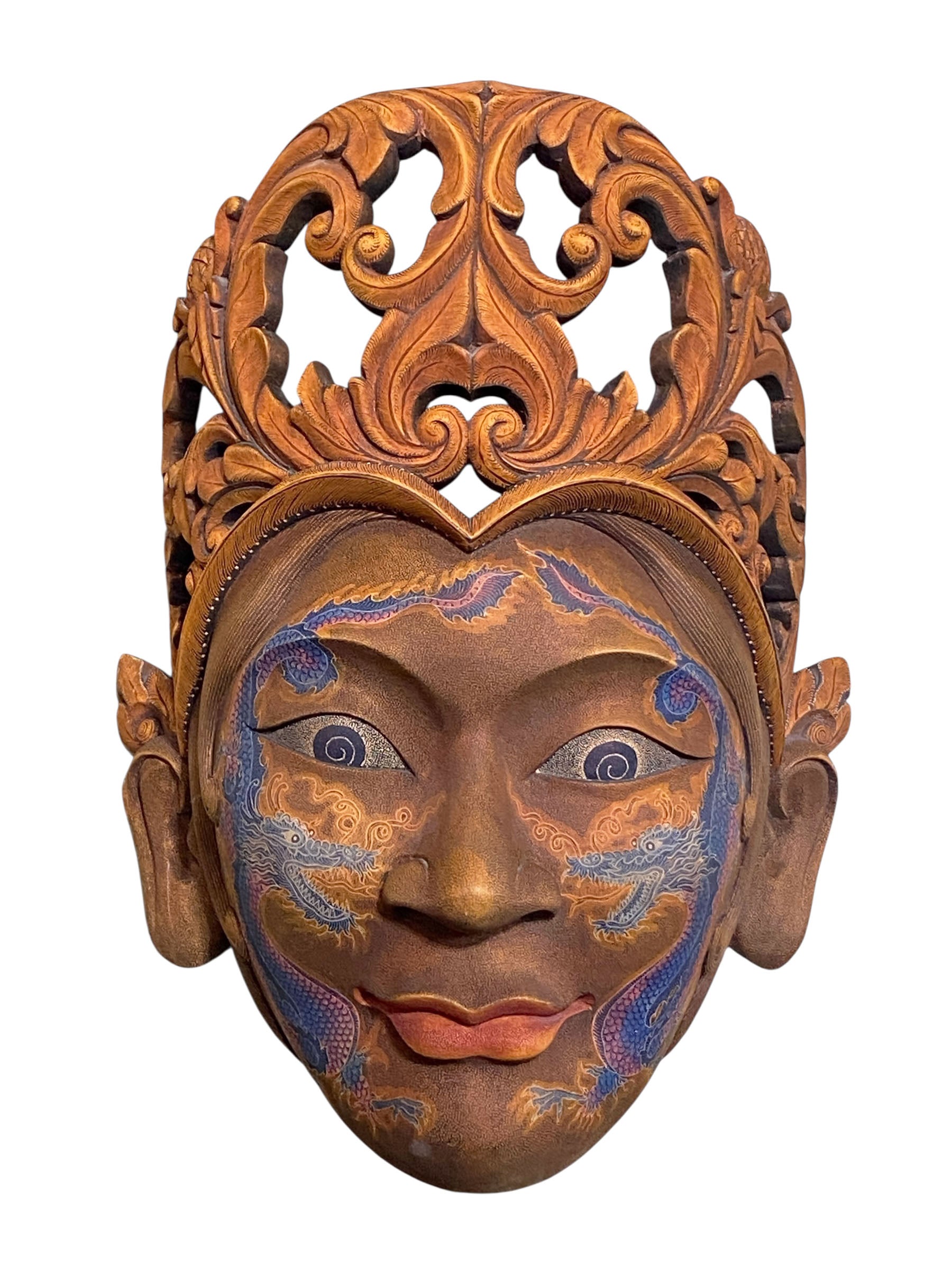 #659 Hand carved Abstract Batik Topeng Wood Mask 15" H – Ethnika Antiques